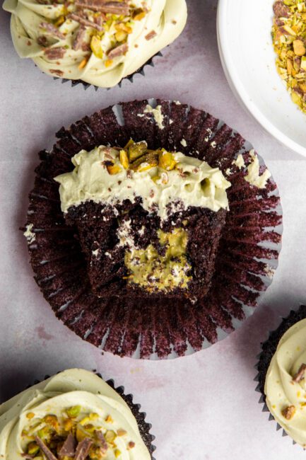 Pistachio Chocolate Cupcakes {Quick & Delicious} - The Mindful Meringue