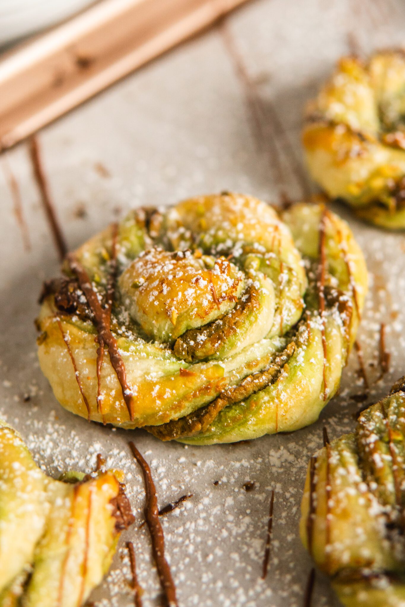 Chocolate Pistachio Puff Pastry Swirls {4 Ingredients}